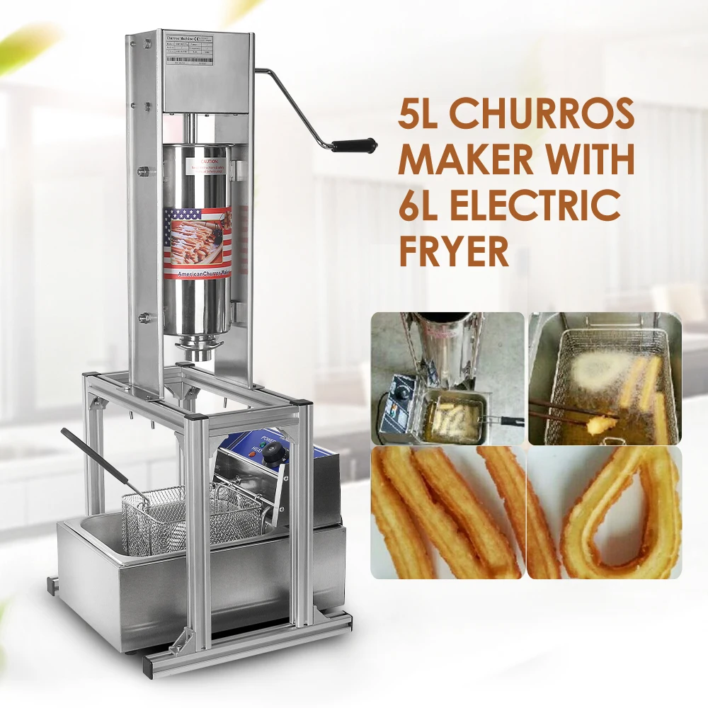 5L Churros Maker With 6L Electric Deep Fryer 2pcs Machine/ Lot Vertical ...