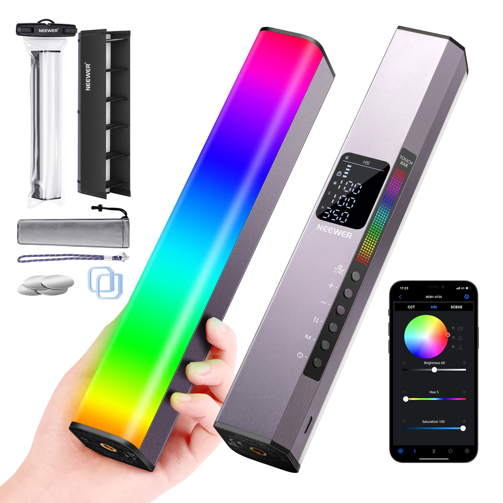 NEEWER-RGB-LED-Video-Light-Stick-Touch-Bar-APP-Control-Magnetic ...