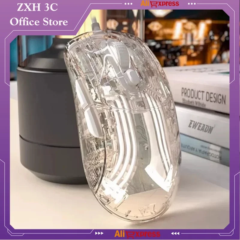 EWEADN-Q8-Transparent-Mouse-Silent-Wired-Wireless-Bluetooth-Three-Modes ...