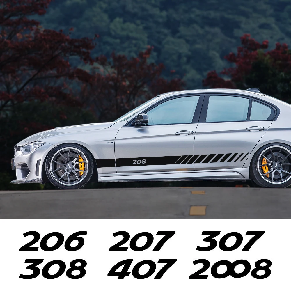 2PCS-Car-Door-Side-Skirt-Stickers-Decals-For-Peugeot-206-207-208-301 ...