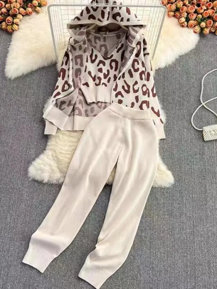 Outono-inverno-com-z-per-estampa-leopardo-malha-cardigans-colete-e-cal ...