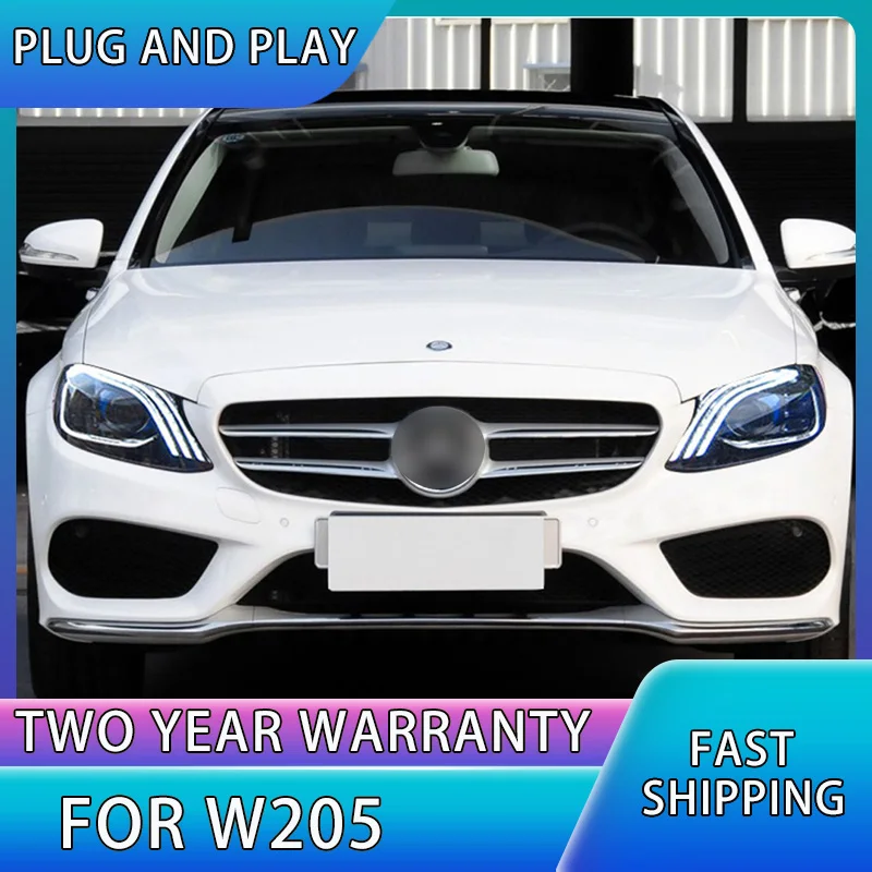 Car-Styling-For-Benz-W205-C300-2014-2021-Headlights-DRL-LED-C200-C260 ...