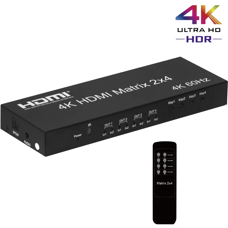 4K 60Hz Hdmi Matrix 2X4 Hdmi Matrix Switcher 2 In 4 Hdmi Splitter ...