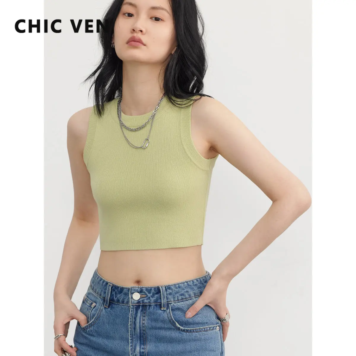 CHIC-VEN-New-Women-s-Tanks-Slim-Fit-Sleeveless-Female-Tank-Women-Crop ...