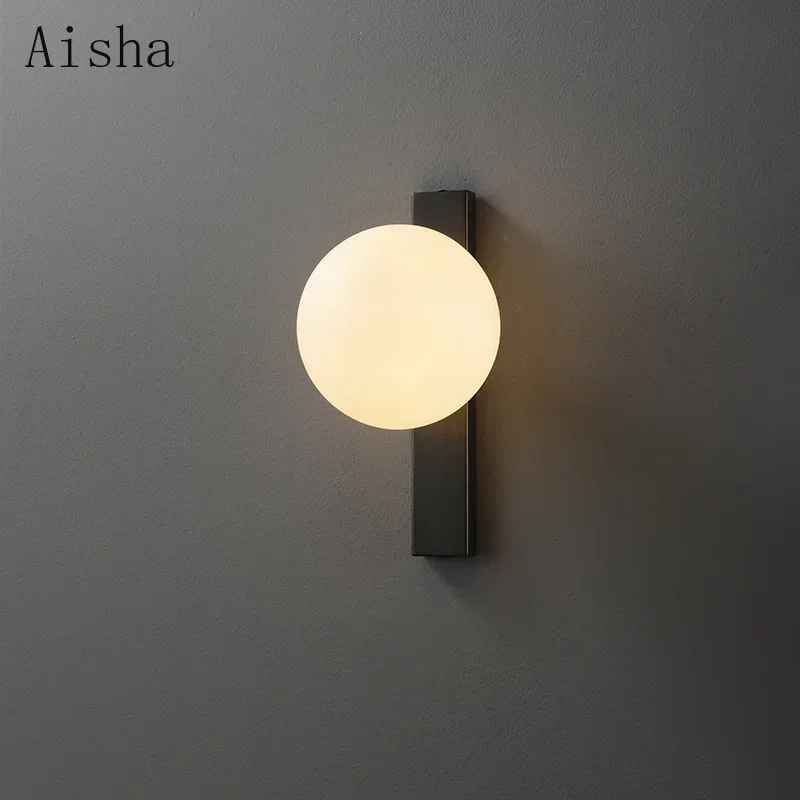 Minimalist Wall Lamp Glass Ball Wall Sconce for Home Bedroom Bedside ...