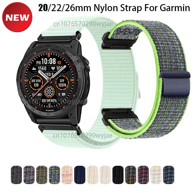 QuickFit 20 22 26 mm Nylon Loop Strap For Garmin Fenix 7X 7 7S 6X 6 6S ...