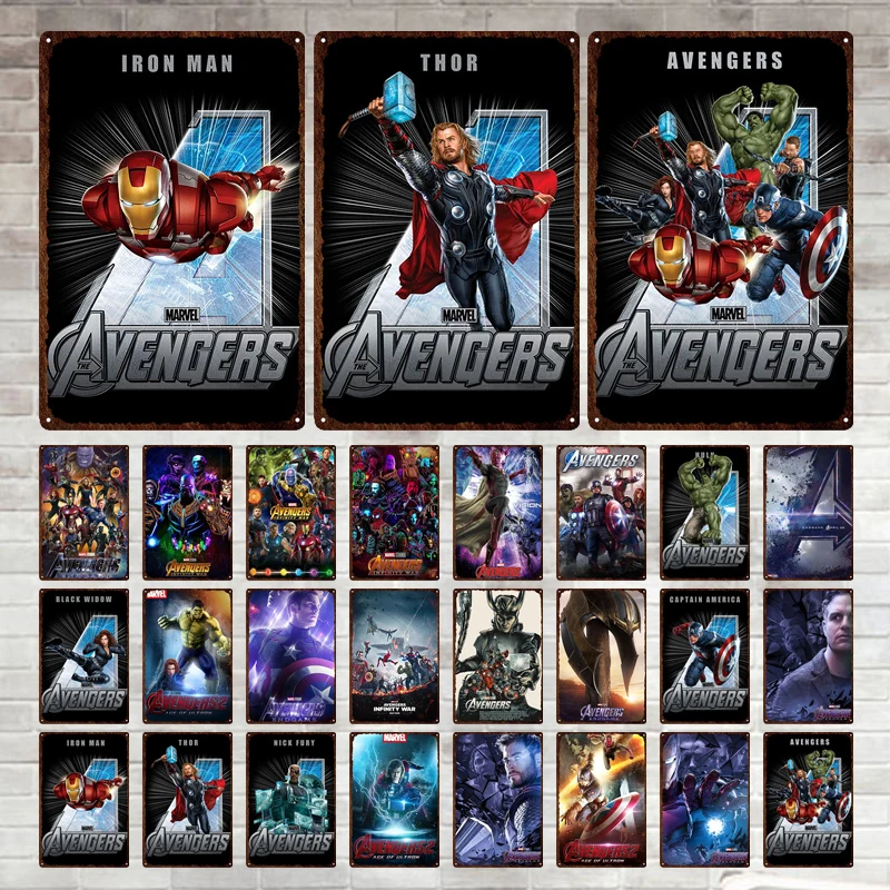The-Avengers-Metal-Plate-Disney-Tin-Sign-Poster-Iron-Man-Thor-Metal ...