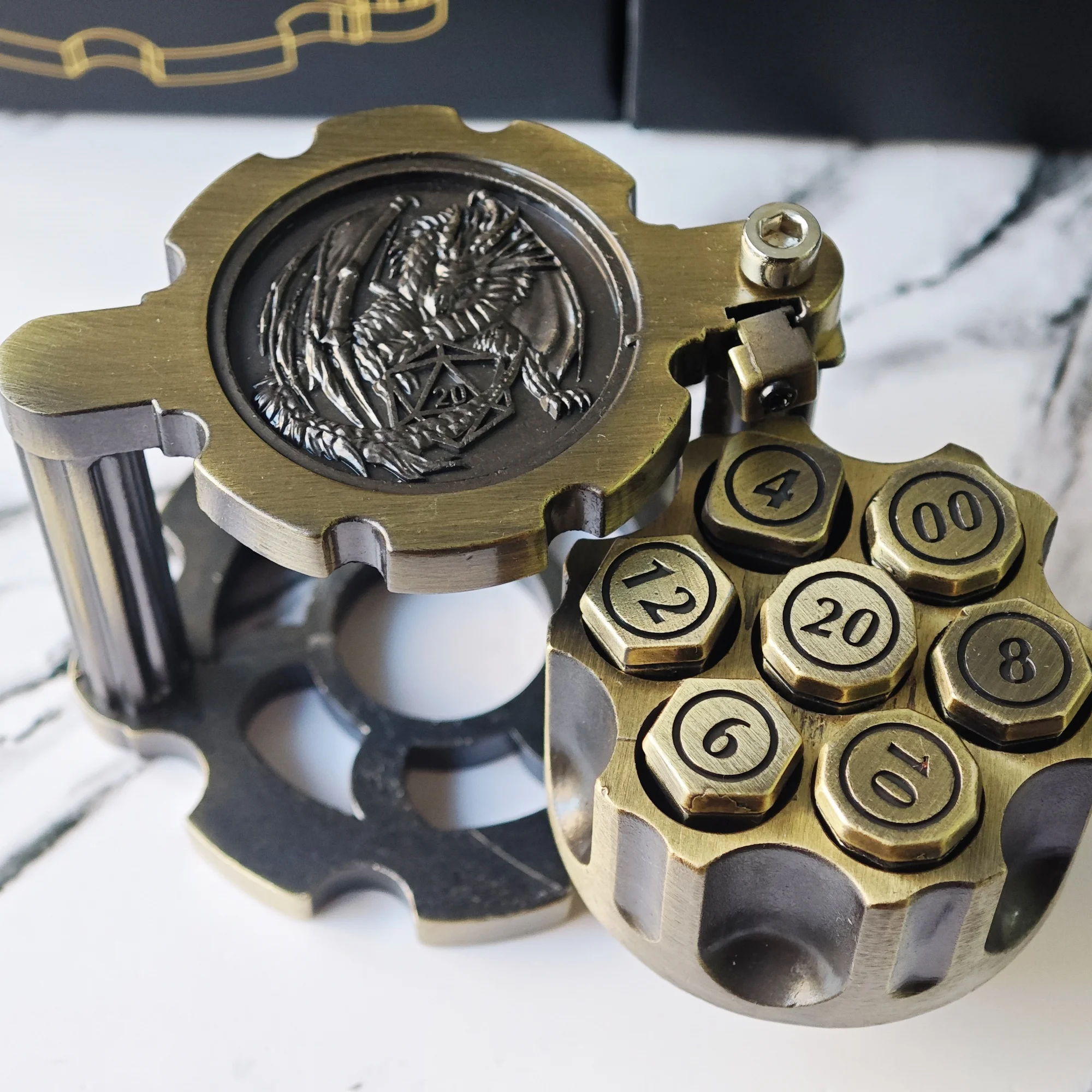 Metal-Polyhedral-Bullet-Dice-Set-with-Spinning-Wheel-Cylinder-Container ...