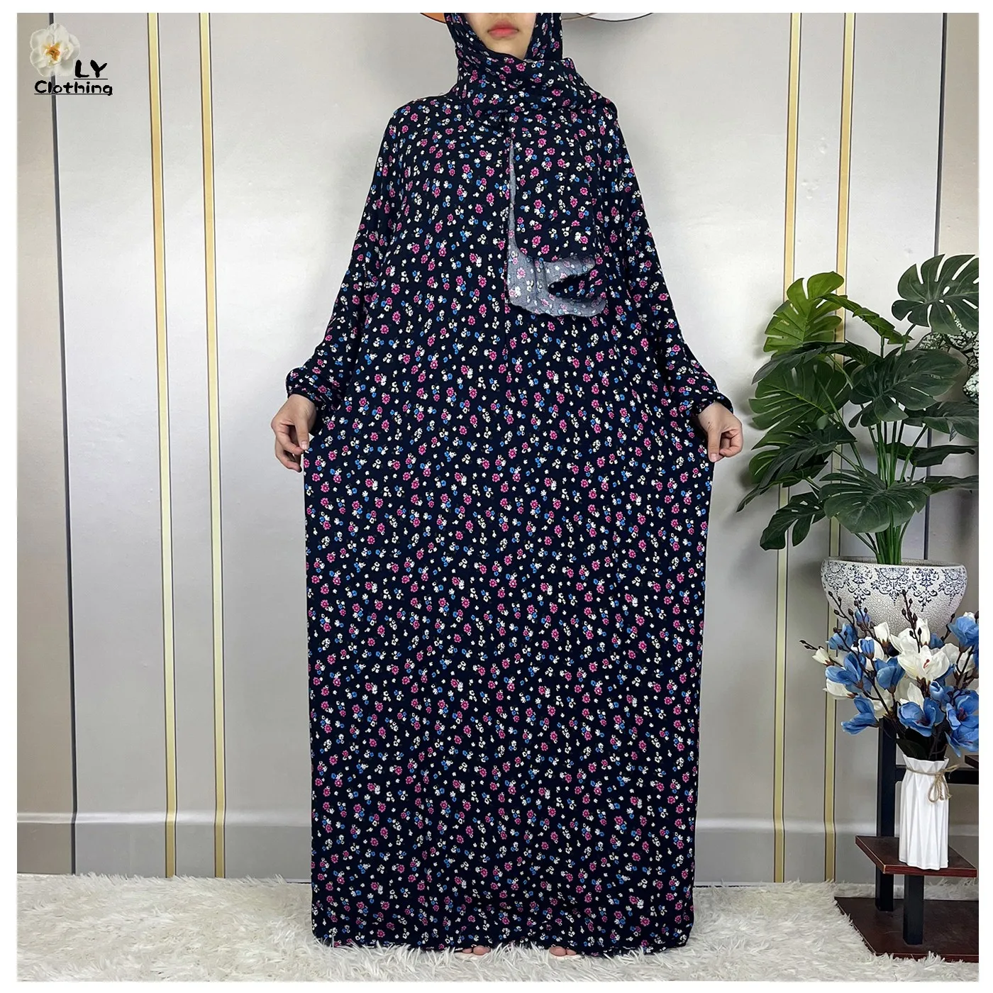Robe-musulmane-en-coton-manches-longues-pour-femmes-pri-re-du-Ramadan ...