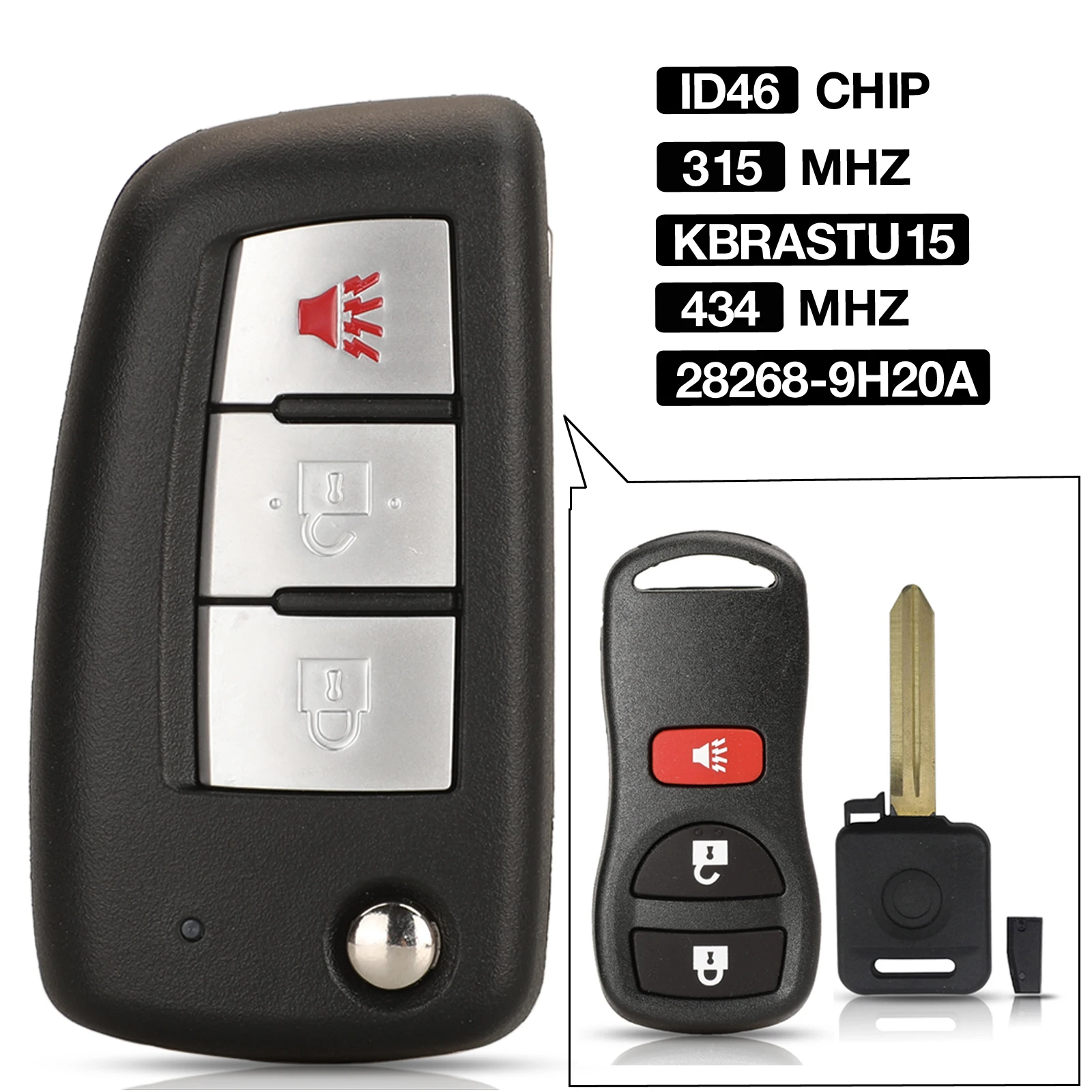jingyuqin-Upgrade-3BTN-315-433MHZ-KBRASTU15-Flip-Remote-Control-Key-For ...