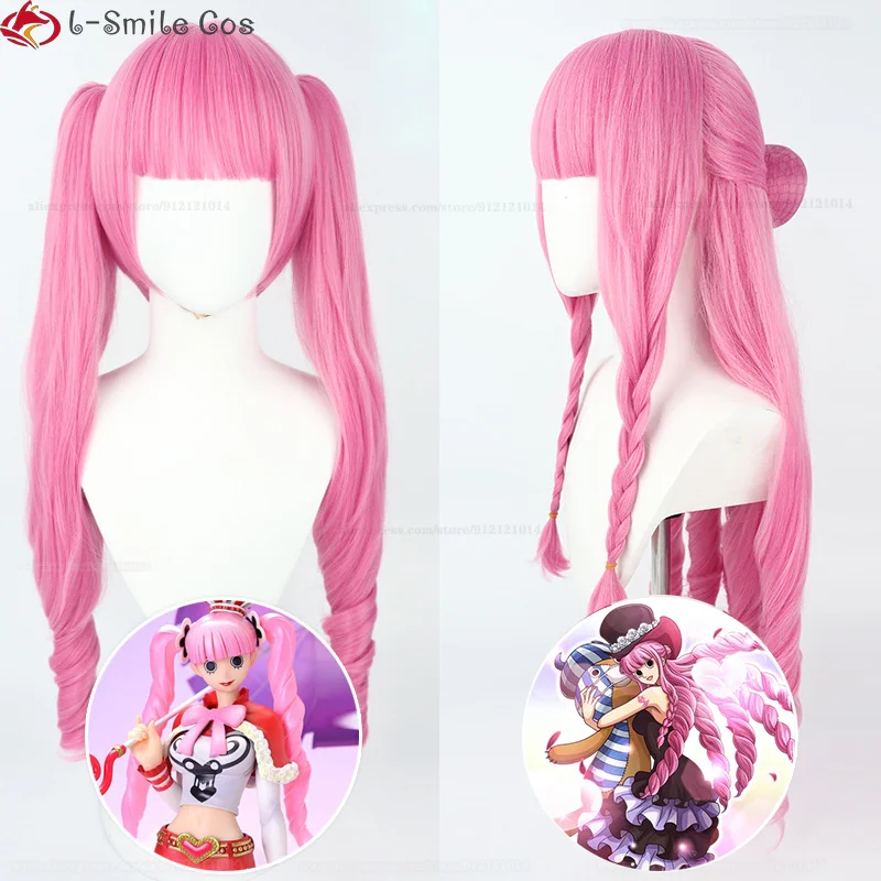 Anime Perona Cosplay Wig 80cm Long Pink Curl Hair One Piece Perona Wigs ...
