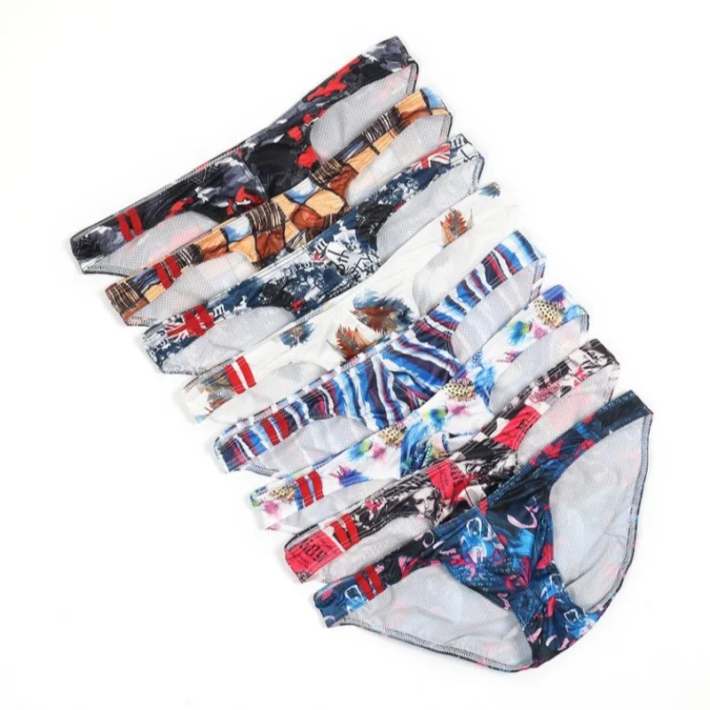 Men's Briefs. New Fashionable Low-Waist Printed Breathable U-Convex Men ...