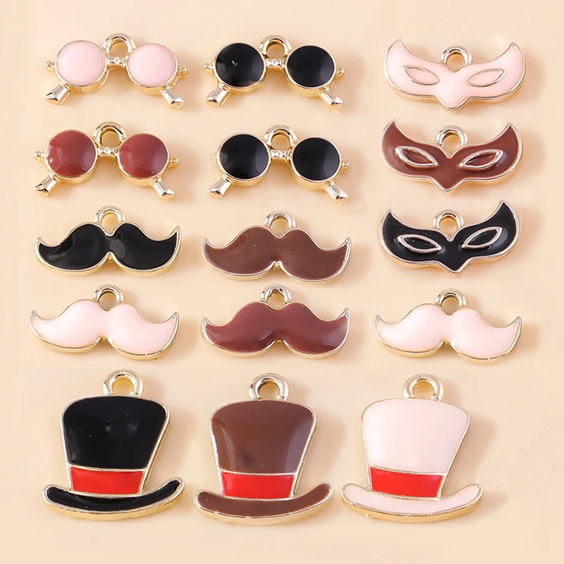 10pcs Enamel Masque Fox Mask Gentleman Glasses Moustache Beard Hat ...