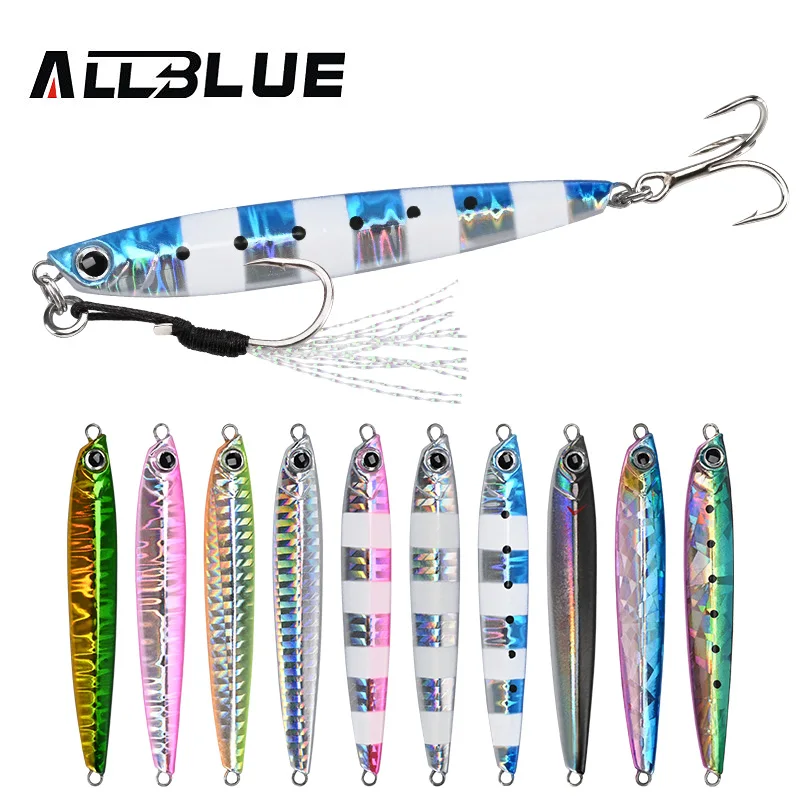 ALLBLUE WAHOO SLIM Metal Jig Shore Jigging Spoon Casting Drag 20G 30G 40G 60G SeaBass Lure ...