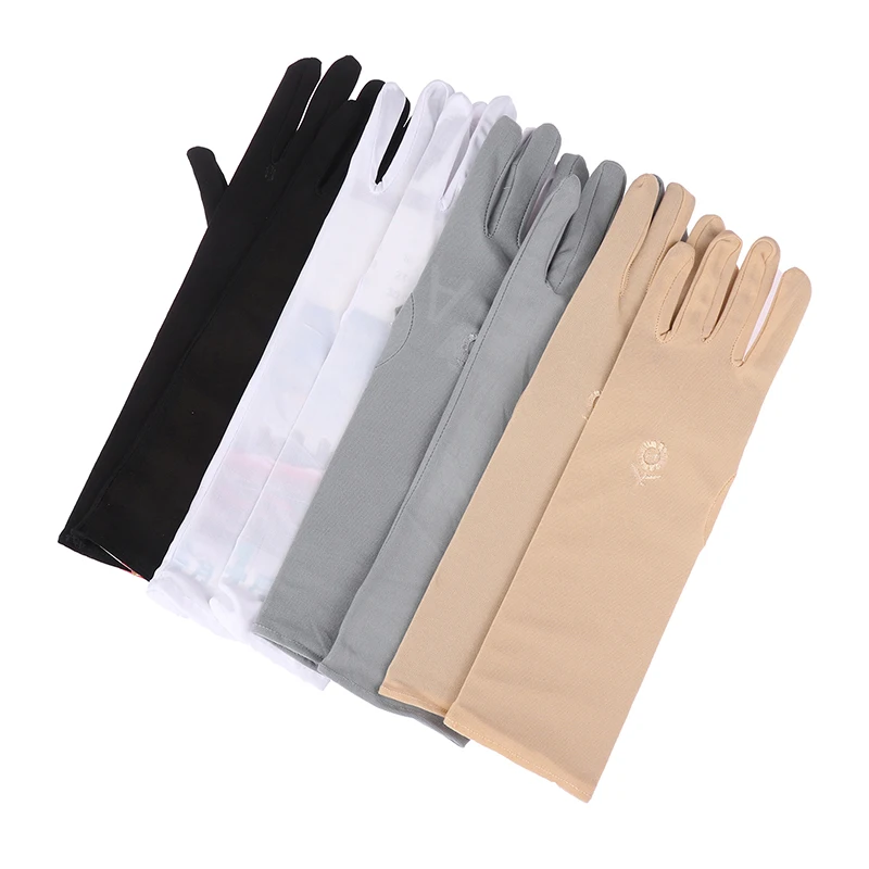1Pair Women Mittens Sunscreen Driving Gloves Stretch Anti UV Mid-long ...