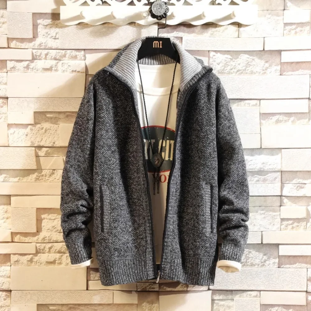 Autumn-New-Men-s-Trendy-Cardigan-Fleece-Thicken-Solid-Casual-Loose ...