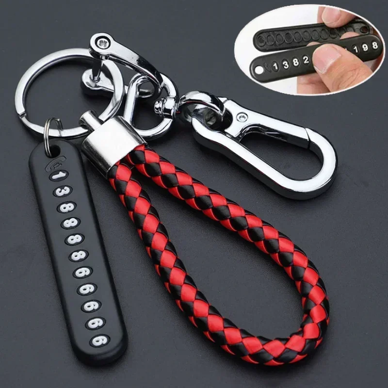 Anti-Lost-Keychain-Car-Braided-Rope-Key-Pendant-with-Phone-Number-Strip ...