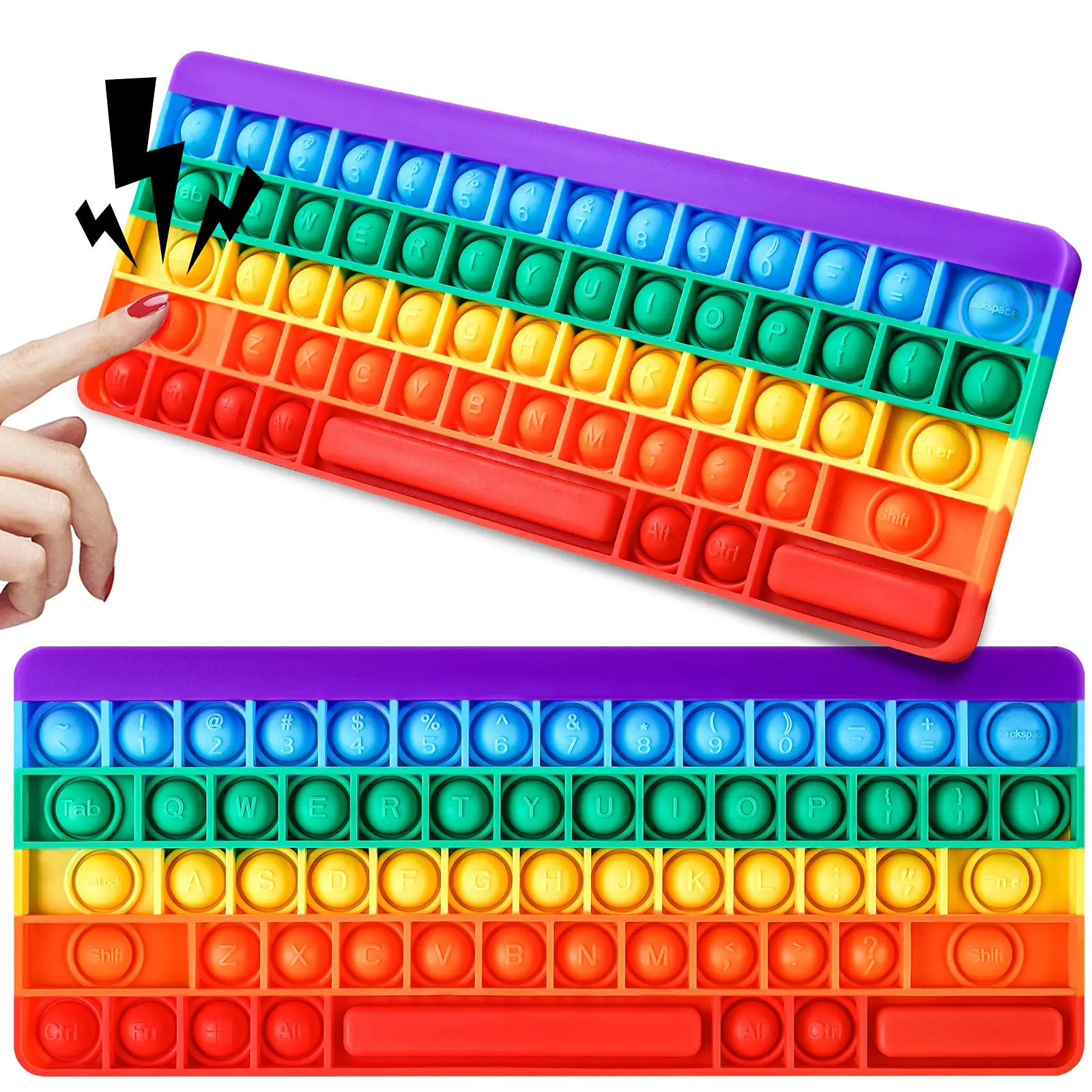 Keyboard-Push-Bubble-Fidget-Sensory-Toys-Rainbow-Popping-Silicone-Game ...