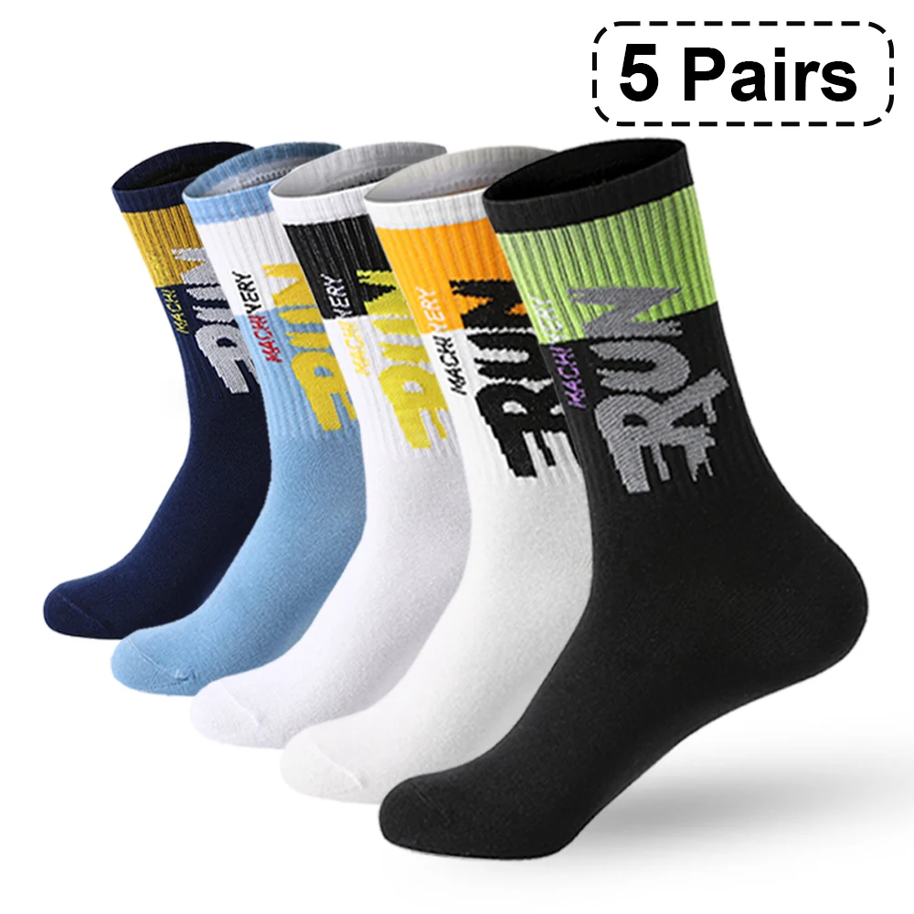 3/5 Pairs Men's All-Season Mid-Calf Athletic Cotton Breathable ...