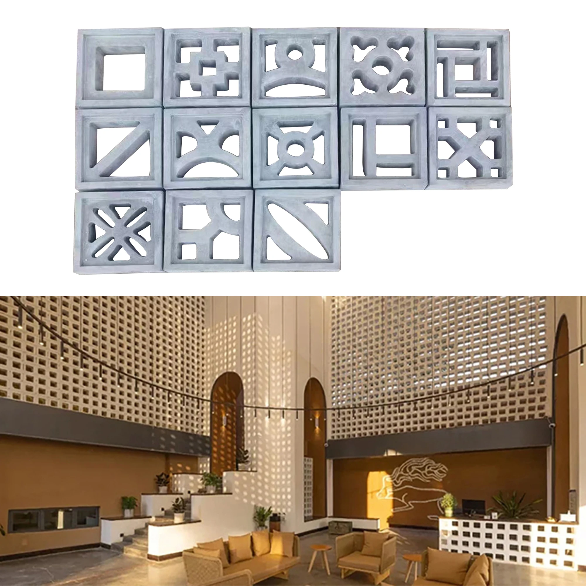 20*20*6cm Cement Mold Hollow Plastic Brick Mold Grid Background Wall ...