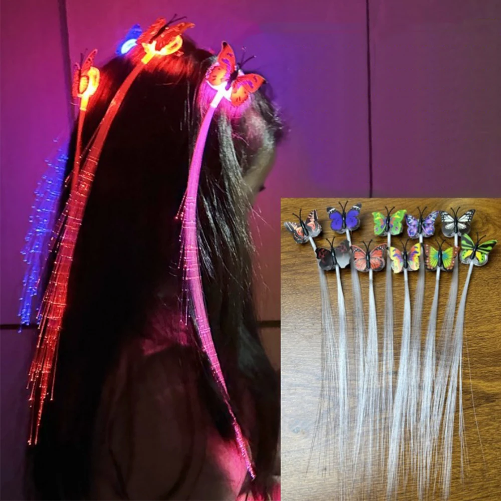 Luminous-braid-LED-color-braid-fiber-optic-wig-sparkling-hair-clip ...