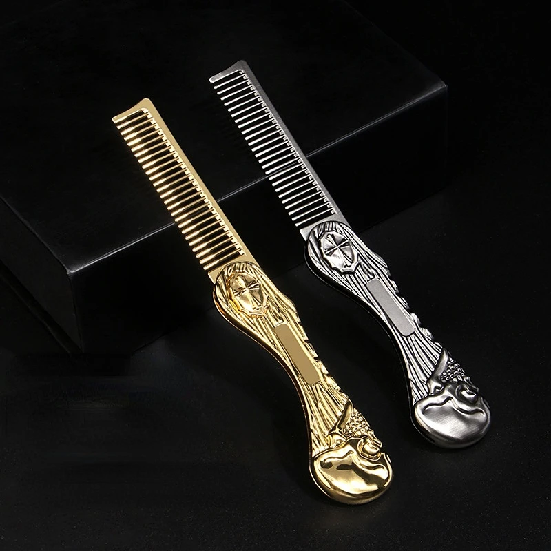 Stainless Steel Folding Hair Comb For Men's Beard Anti Static Mustache ...