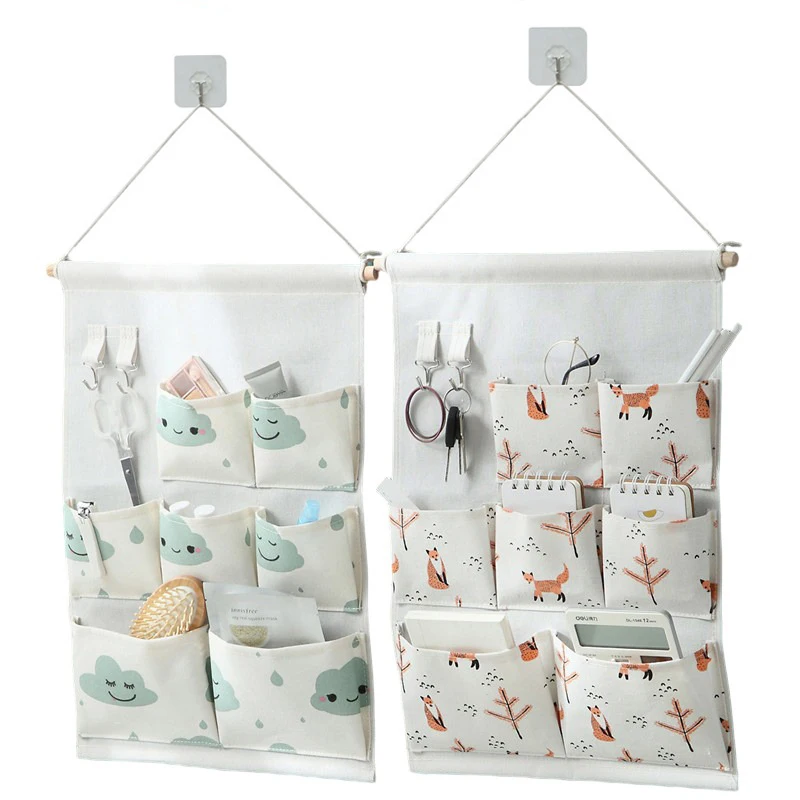 3-5-7-Pockets-Cotton-Wall-Mounted-Storage-Bag-Home-Room-Closet-Door ...