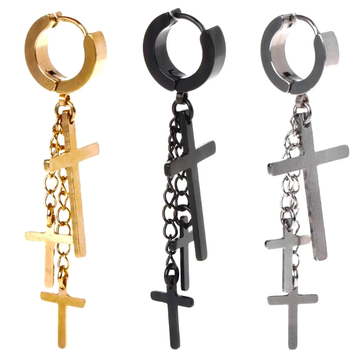 2pcs-Cross-Punk-Tassel-Clip-Earrings-Cross-Hoop-Earrings-for-Women ...