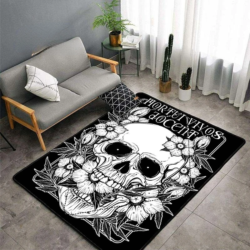 Black Skull Satan Witch Demon Area Rugs for Living Room Large Carpet ...