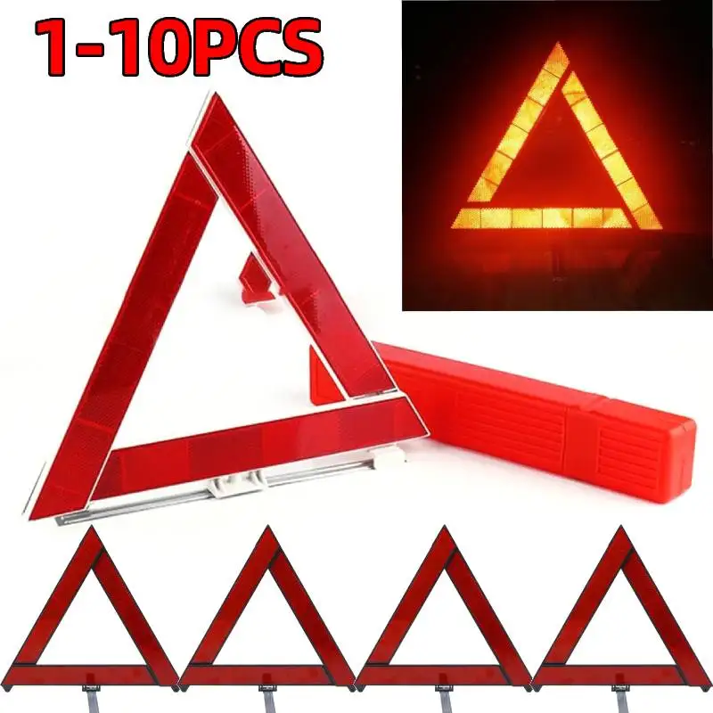 2-10Pcs Car Emergency Breakdown Red Reflective Warning Tripod Foldable ...