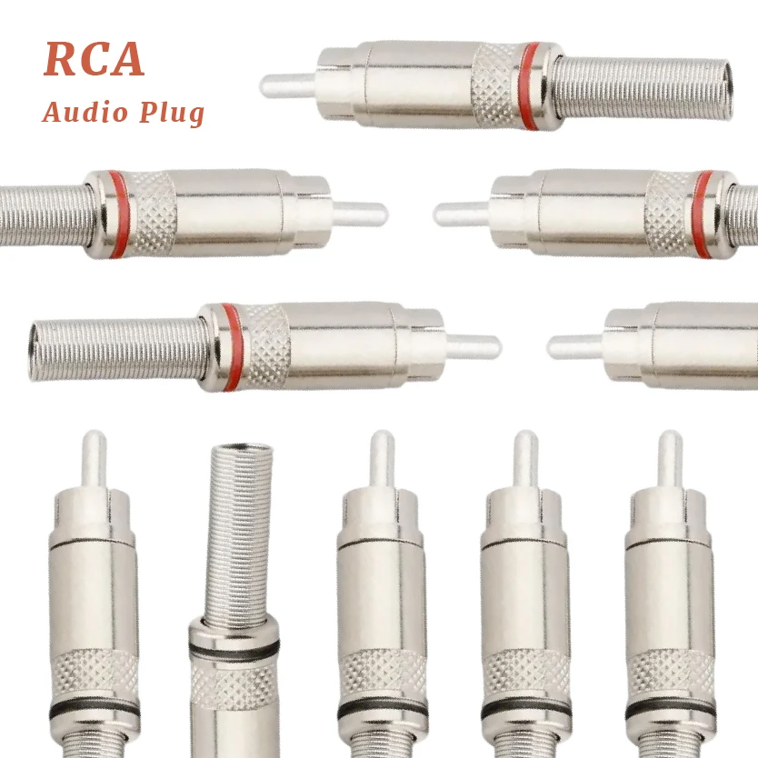 RCA Male Plug Adapters Gold Plated Spring Solder Connector for Audio ...