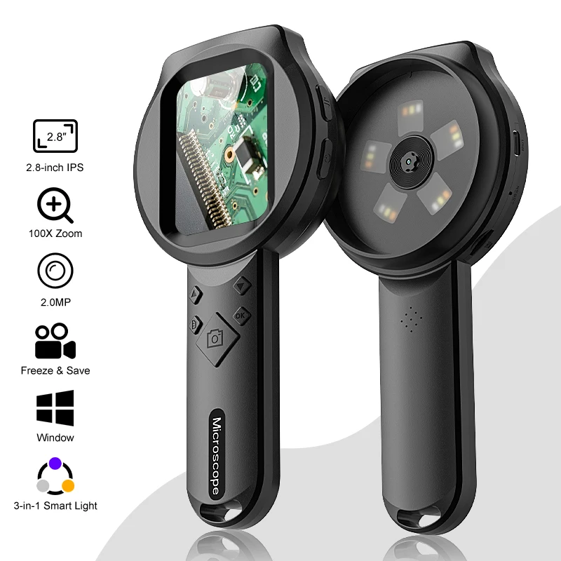 Lupa digital portátil com tela ips de 2.8 polegadas, microscópio de ...