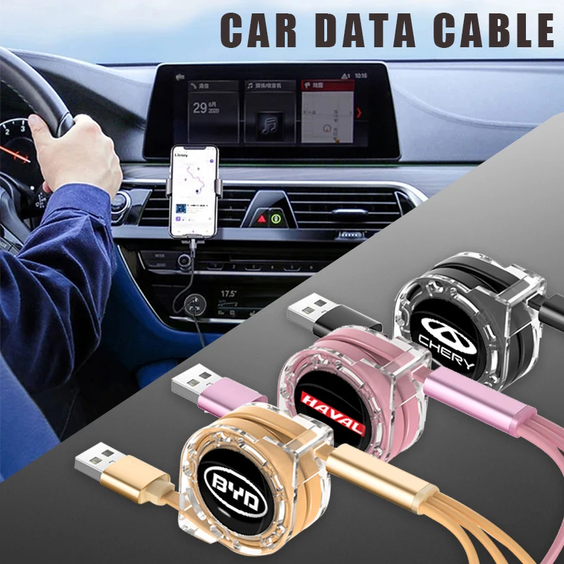 Cable de datos telescópico 3 en 1 para coche, cargador USB para ...