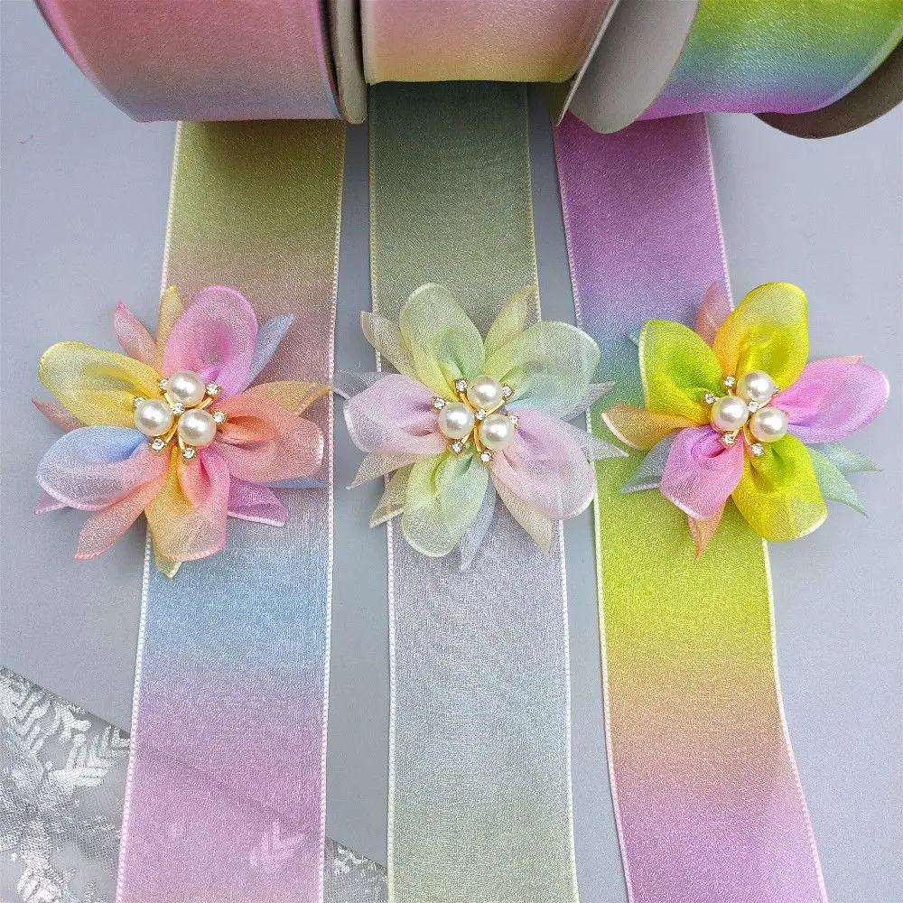 10-yards-Gradient-rainbow-snow-ribbon-DIY-handmade-material-Headwear ...