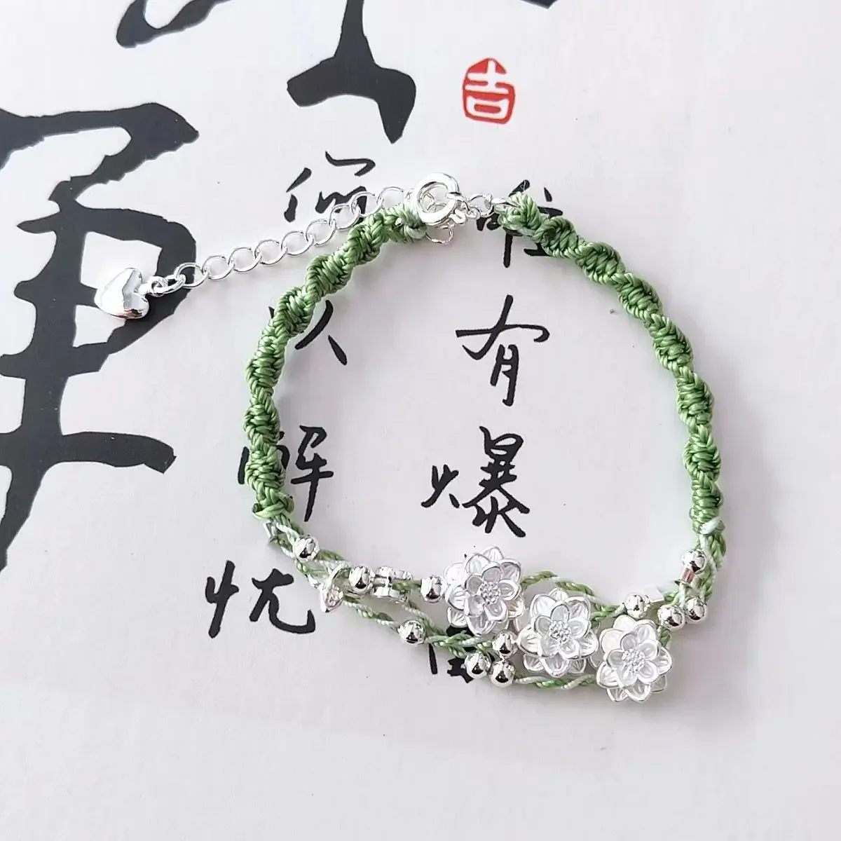 New-Chinese-999-Silver-Good-Lucky-Beads-Butterfly-Lotus-Extended-Chain ...
