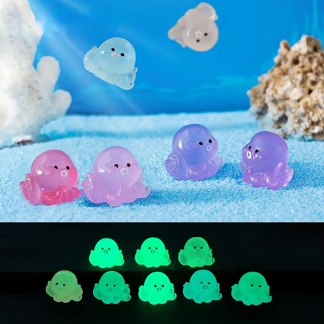 10-20-50Pcs-Mini-Octopus-Luminous-Ornament-Miniature-Figures-Tiny ...