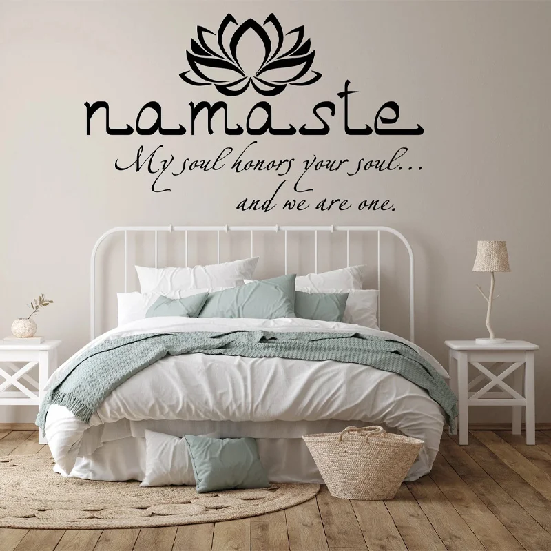Namaste-Quotes-Wall-Sticker-Vinyl-Home-Decor-Living-Room-Bedroom-Buddha ...
