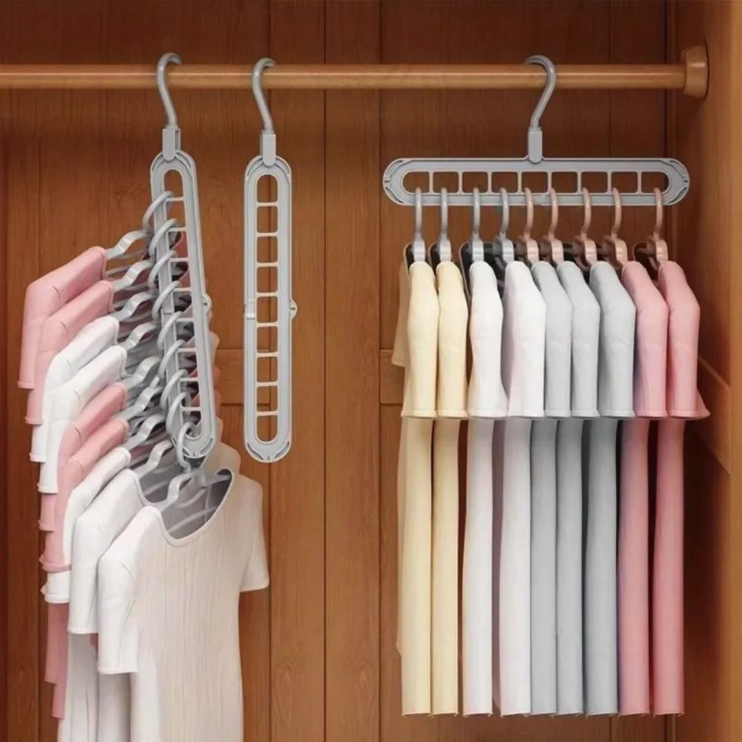Pack of 5 Space-Saving Hangers - 9 Hole Closet Organizer - Heavy-Duty ...