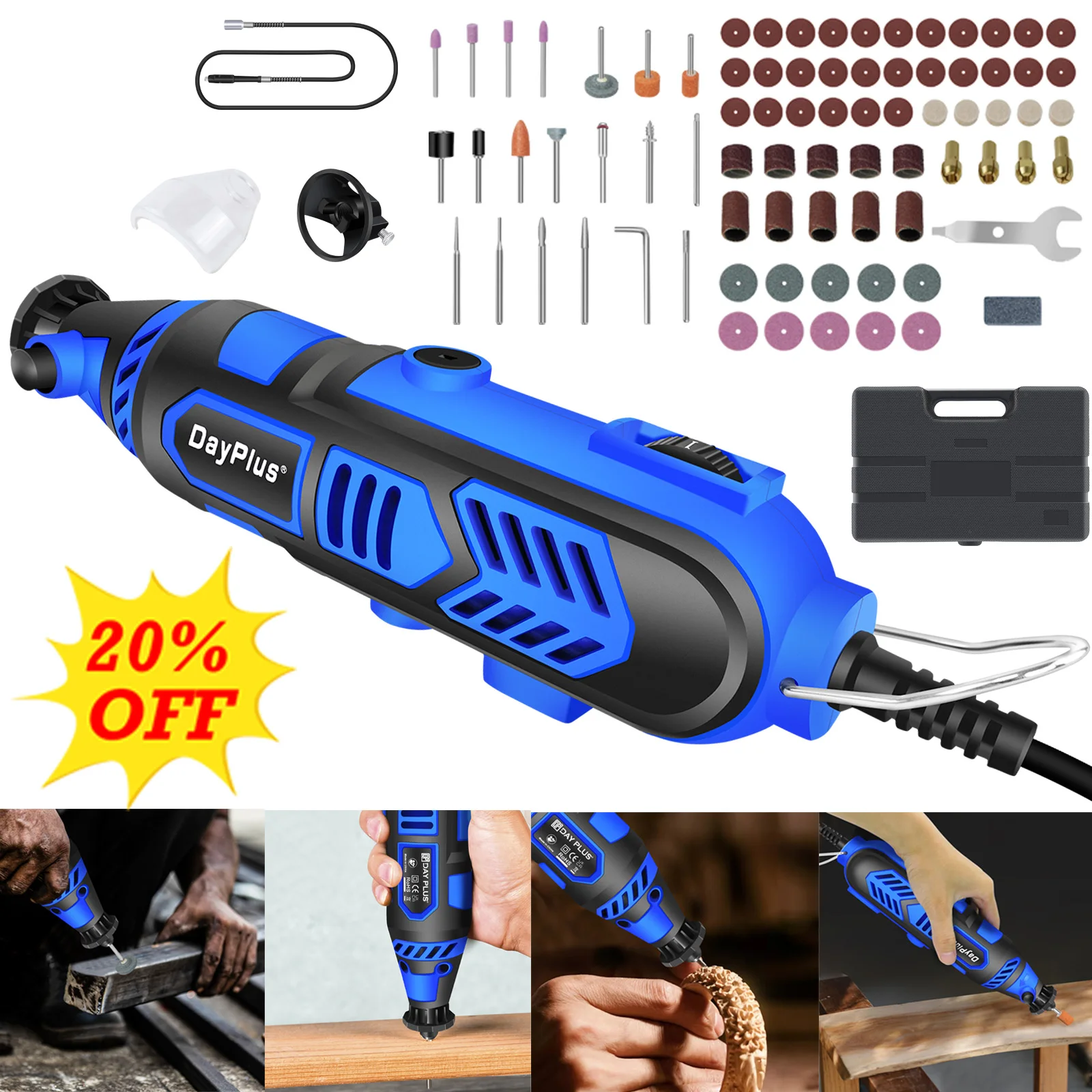 Mini-Corded-Rotary-Tool-Kit-6-Adjustable-Speed-Electric-Grinder-Rotary ...