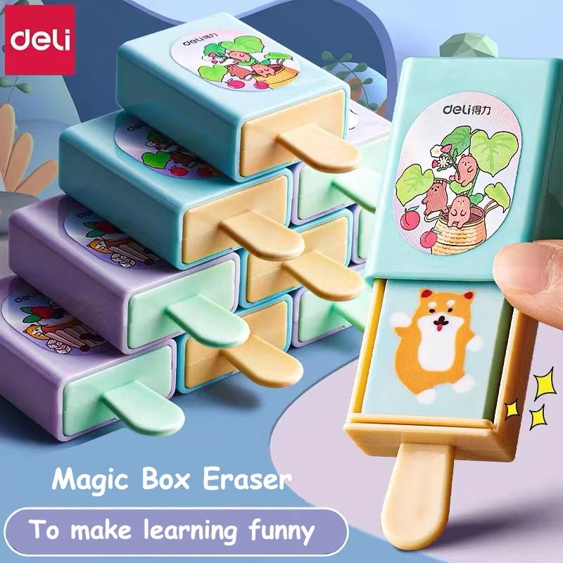 2-Pieces-Funny-Cartoon-Pencil-Eraser-Creative-Magic-Box-Rubber-Eraser ...