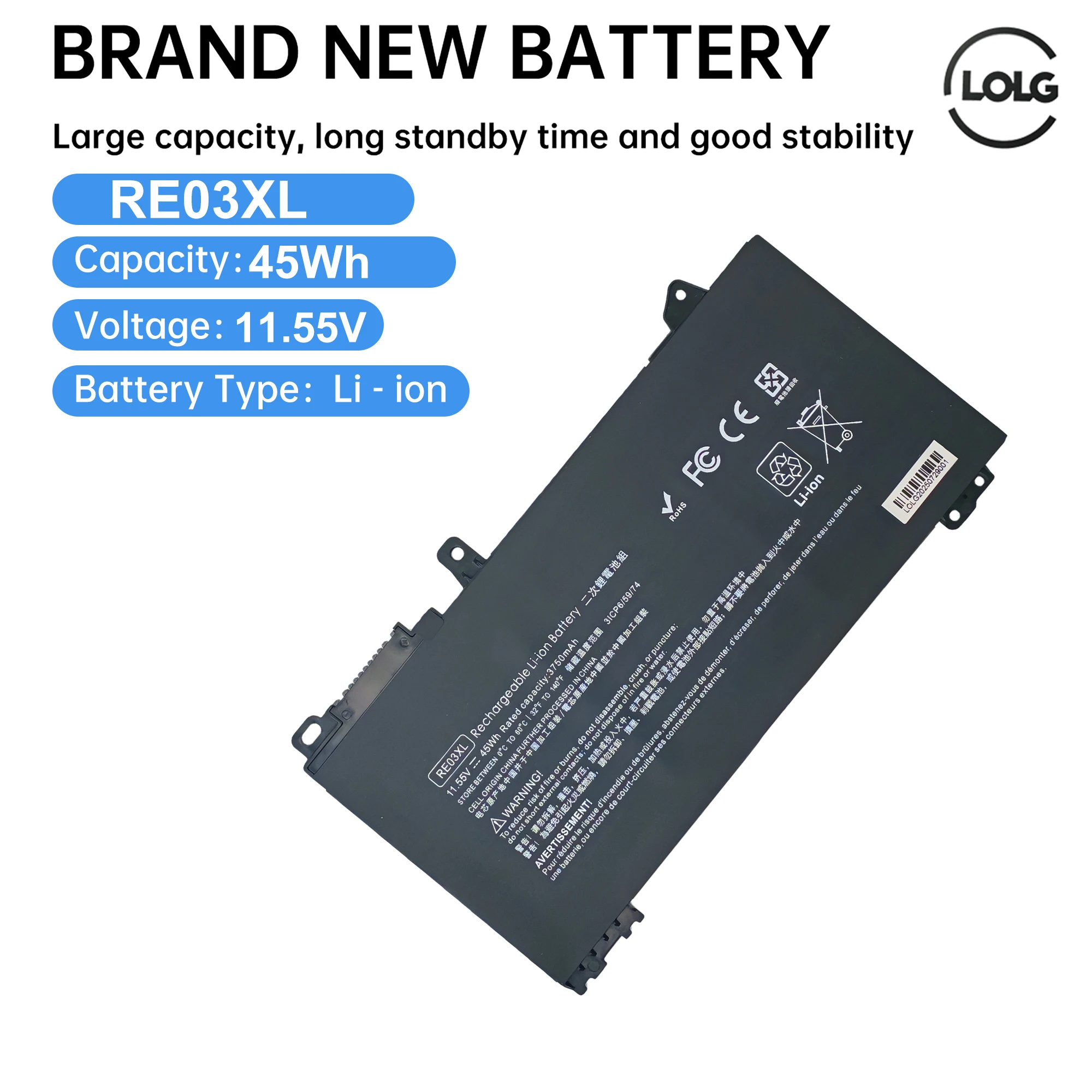 LOLG RE03XL laptop Battery For HP ProBook 430 440 445 445R 450 455R 455 ...