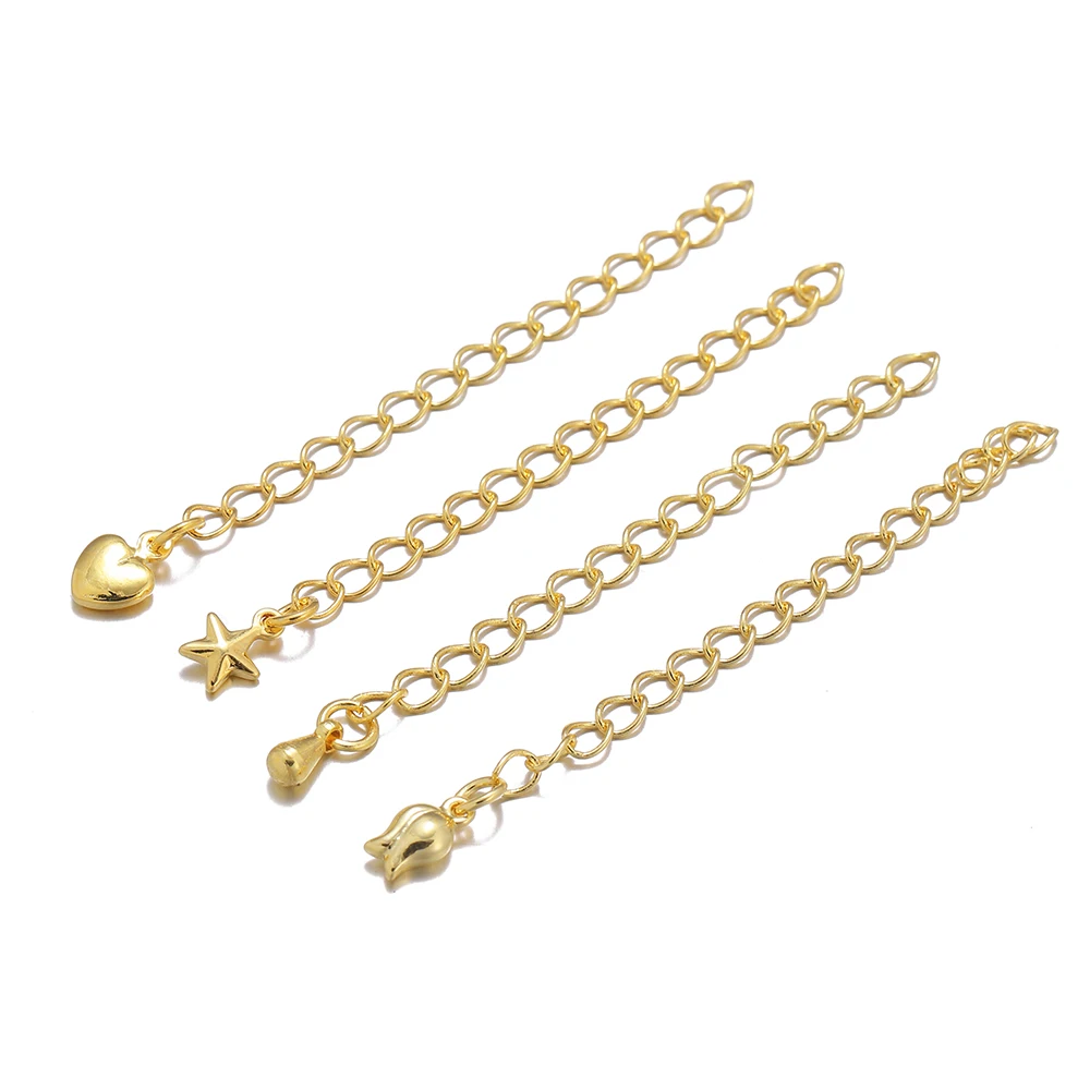 5pcs-lot-14K-18K-Gold-Color-Heart-Flower-Necklace-Tail-Connector-Chain ...