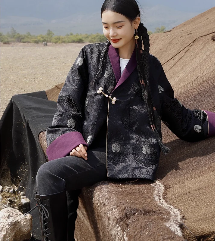Chinese Tibetan Women's Bhutanese Brocade Jacket Traditional Tibetan ...