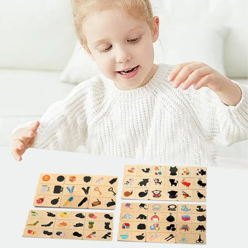Montessori Wooden Toys Find Shadow Pairing Games Puzzle Learning ...