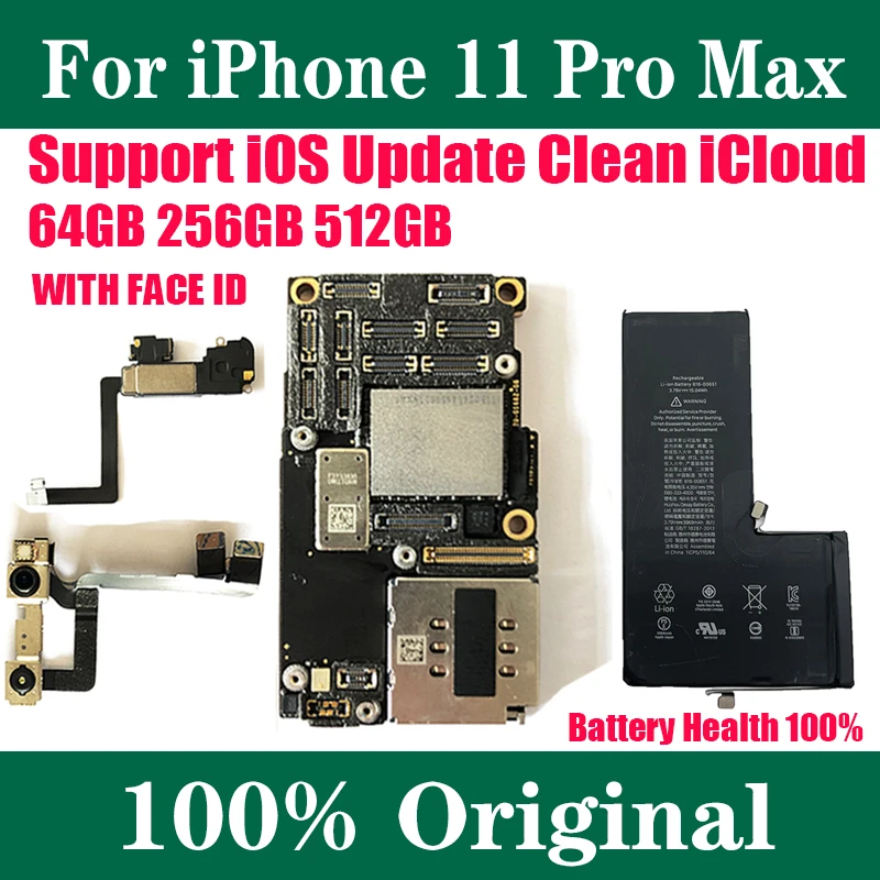 Clean Icloud Original Logic Board Full Working For Iphone 11 Pro Max Motherboard With Battery ...