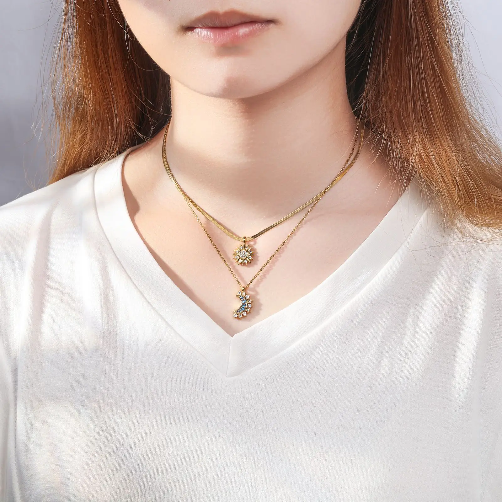 New-accessories-Moon-and-sun-couple-necklace-fashion-100-overlapping ...