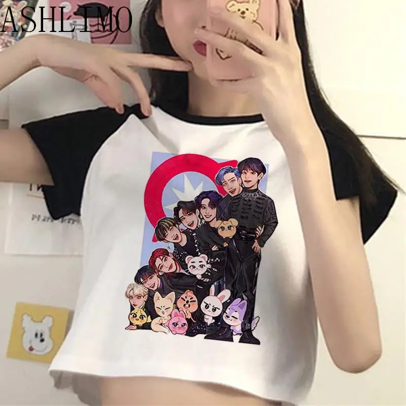 Korean-Kpop-Stray-Kids-T-Shirt-SKZ-Zoo-Women-T-shirt-Crop-Tops-Shirt ...