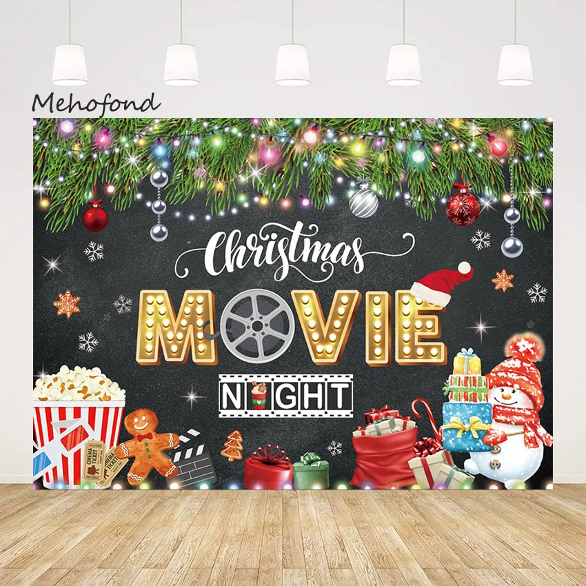 Christmas-Movie-Night-Photographic-Backdrop-Popcorn-Gift-Decor-Child ...