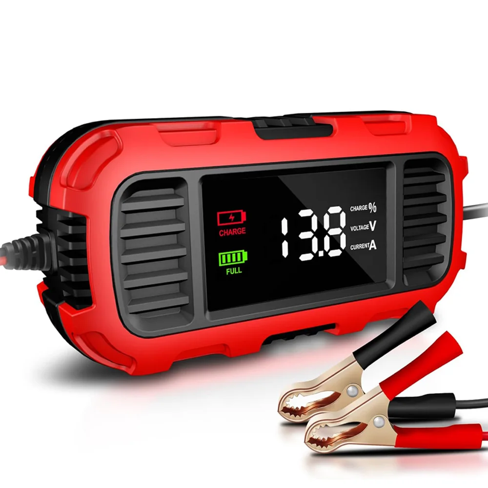 Foxsur 12V 2000mA Car Battery Charger Maintainer for 12V 4AH-30AH AGM ...