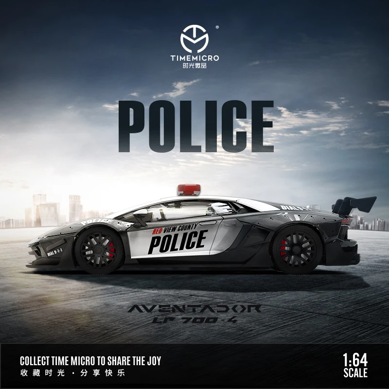 TIME MICRO 2.0 다이캐스트 경찰 모델 자동차 게임 스포츠카 수집 및 전시, 선물, 1:64 LP700 ...